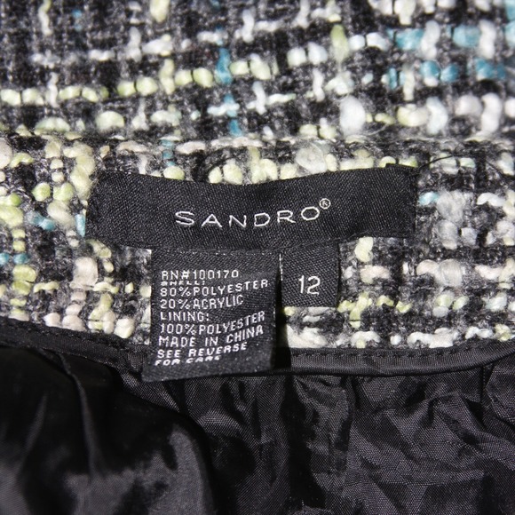 Sandro | Skirts | Sandro Tweed Pencil Skirt Womens 2 Multicolor Plaid ...